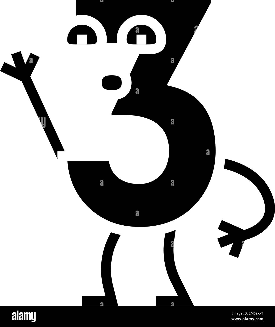 three number character glyph icon vector illustration Stock Vector ...