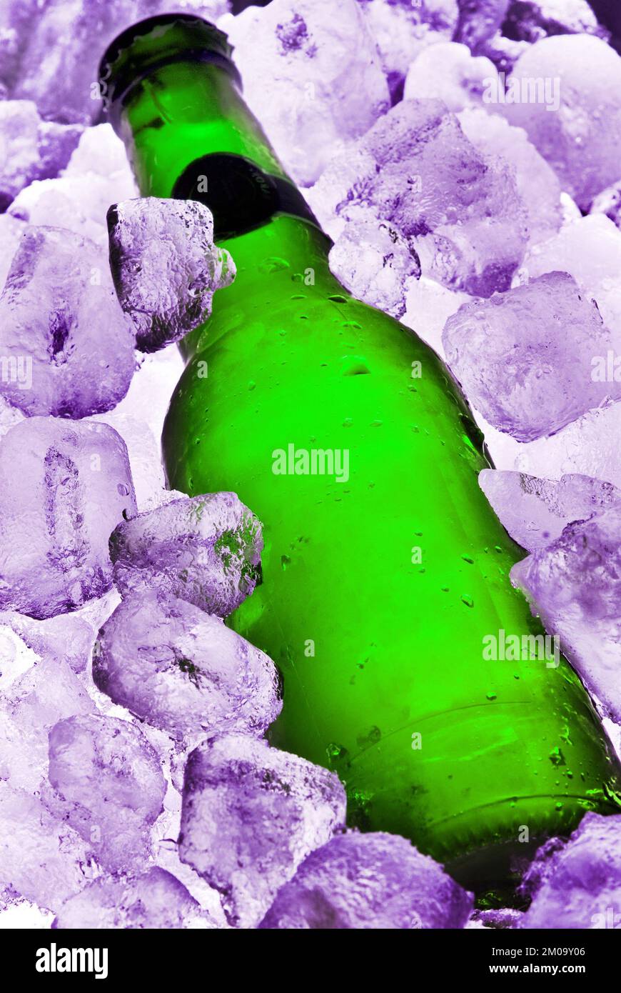 Cold beer on ice cubes Stock Photo - Alamy
