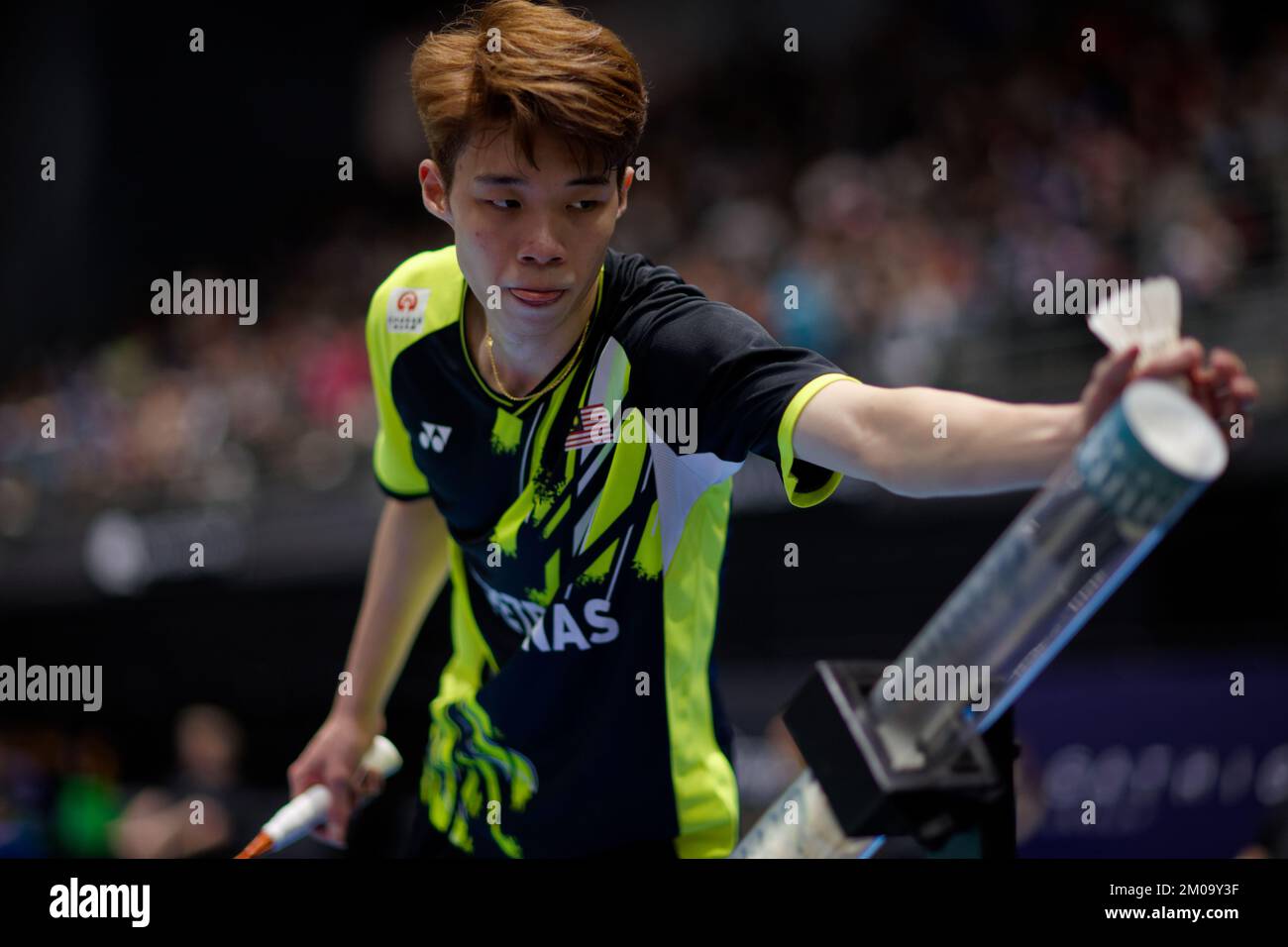 NG Tze Yong of Malaysia in action during the singles match between LU ...