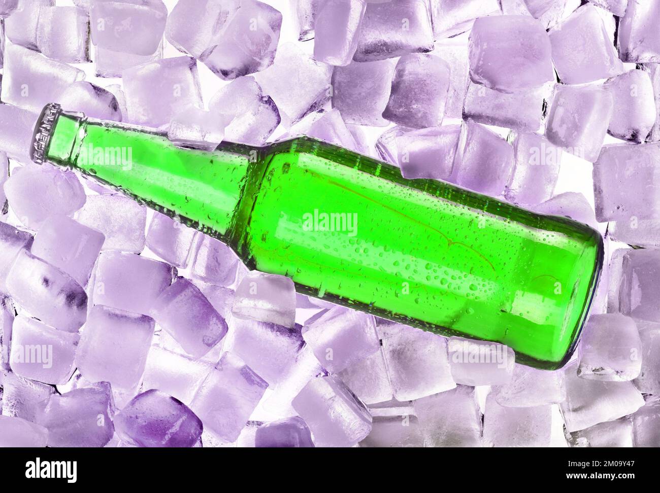 Cold beer on ice cubes Stock Photo - Alamy