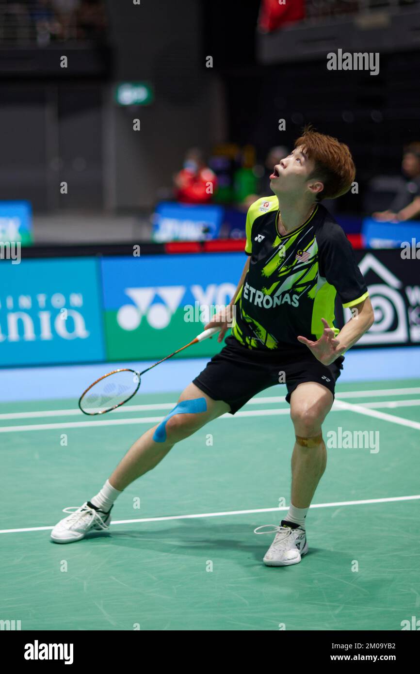 NG Tze Yong of Malaysia in action during the singles match between LU ...