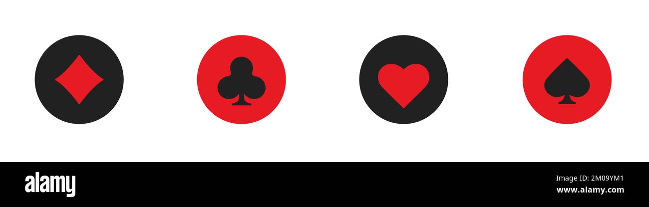 Set collection gambling sign symbol of playing card suits and chips for ...