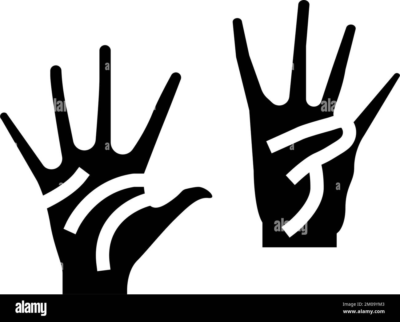 nine number hand gesture glyph icon vector illustration Stock Vector ...