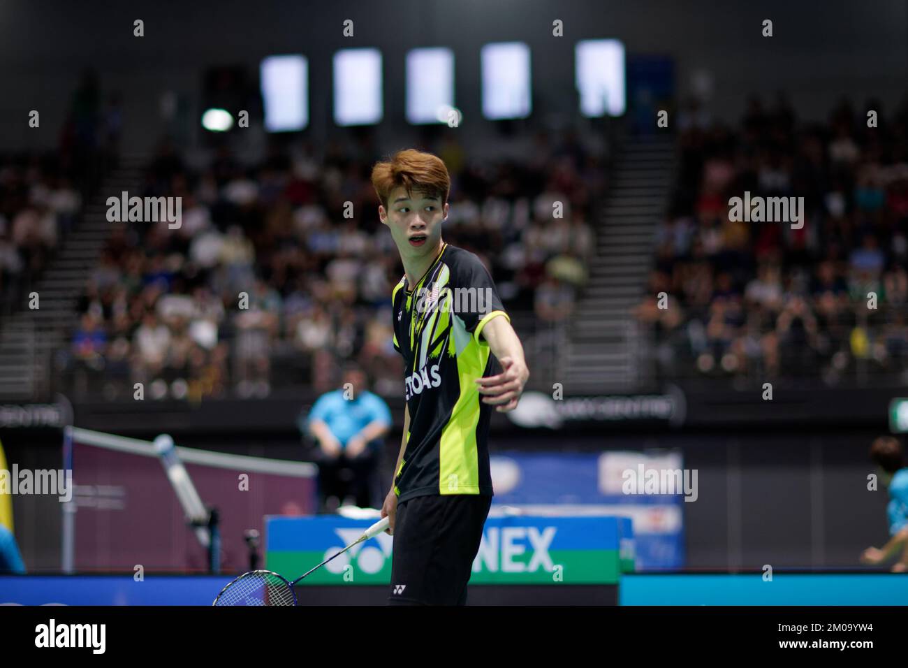 NG Tze Yong of Malaysia in action during the singles match between LU ...