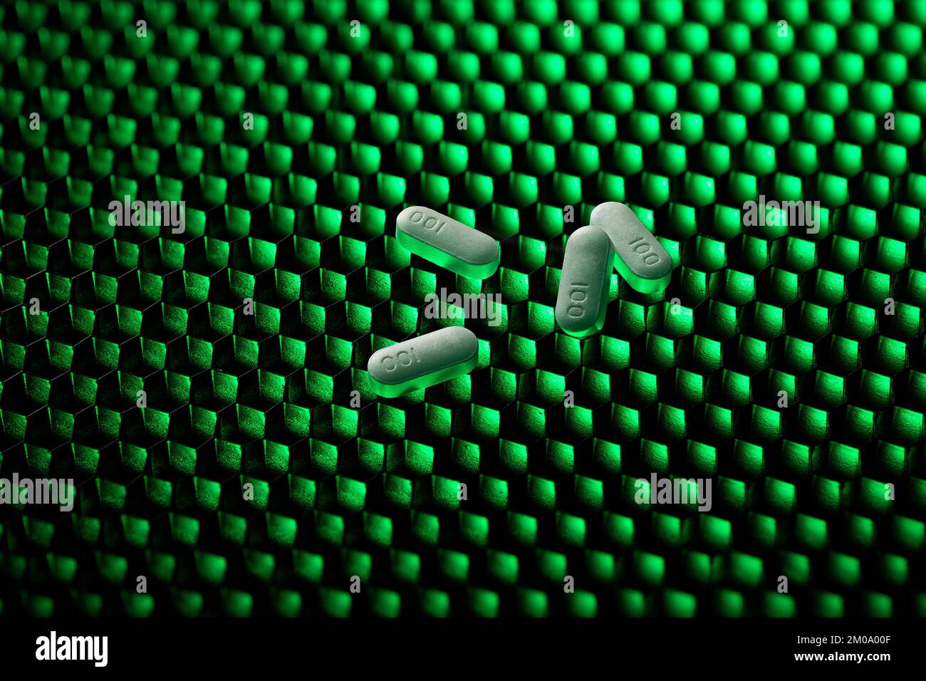 Lab-made pills - taken in the background of the medical industry Stock ...