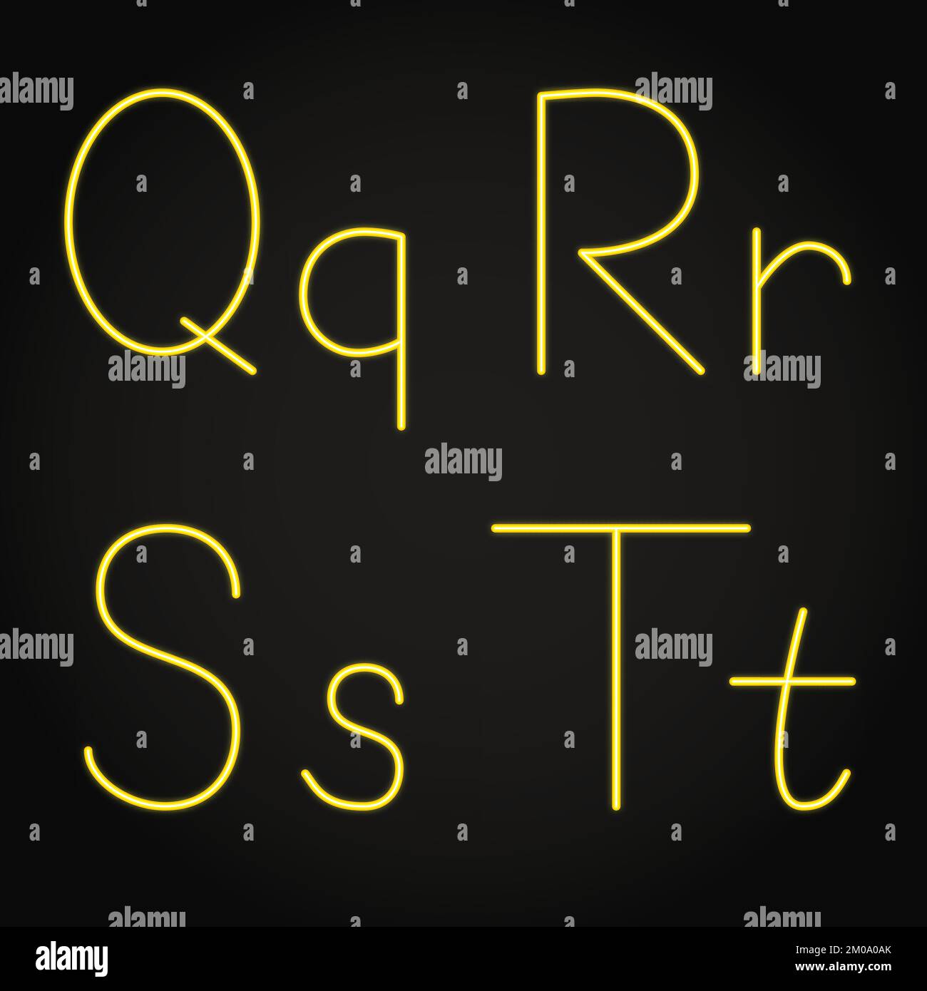 Bright neon letters Q, R, S and T. Shining alphabet symbols. Vector ...