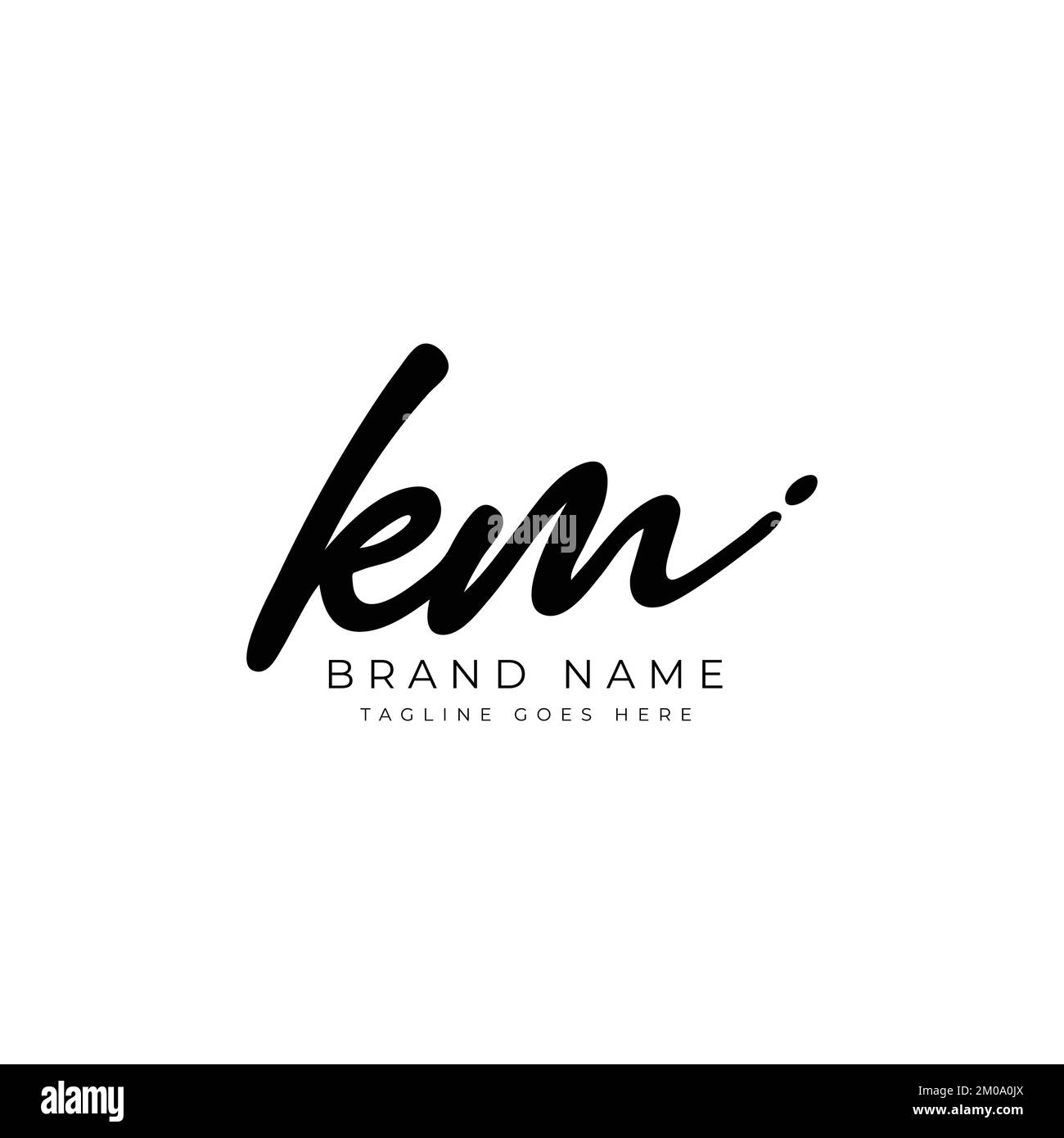 K M KM Initial letter handwritten and signature vector image, modern style in joining template ...