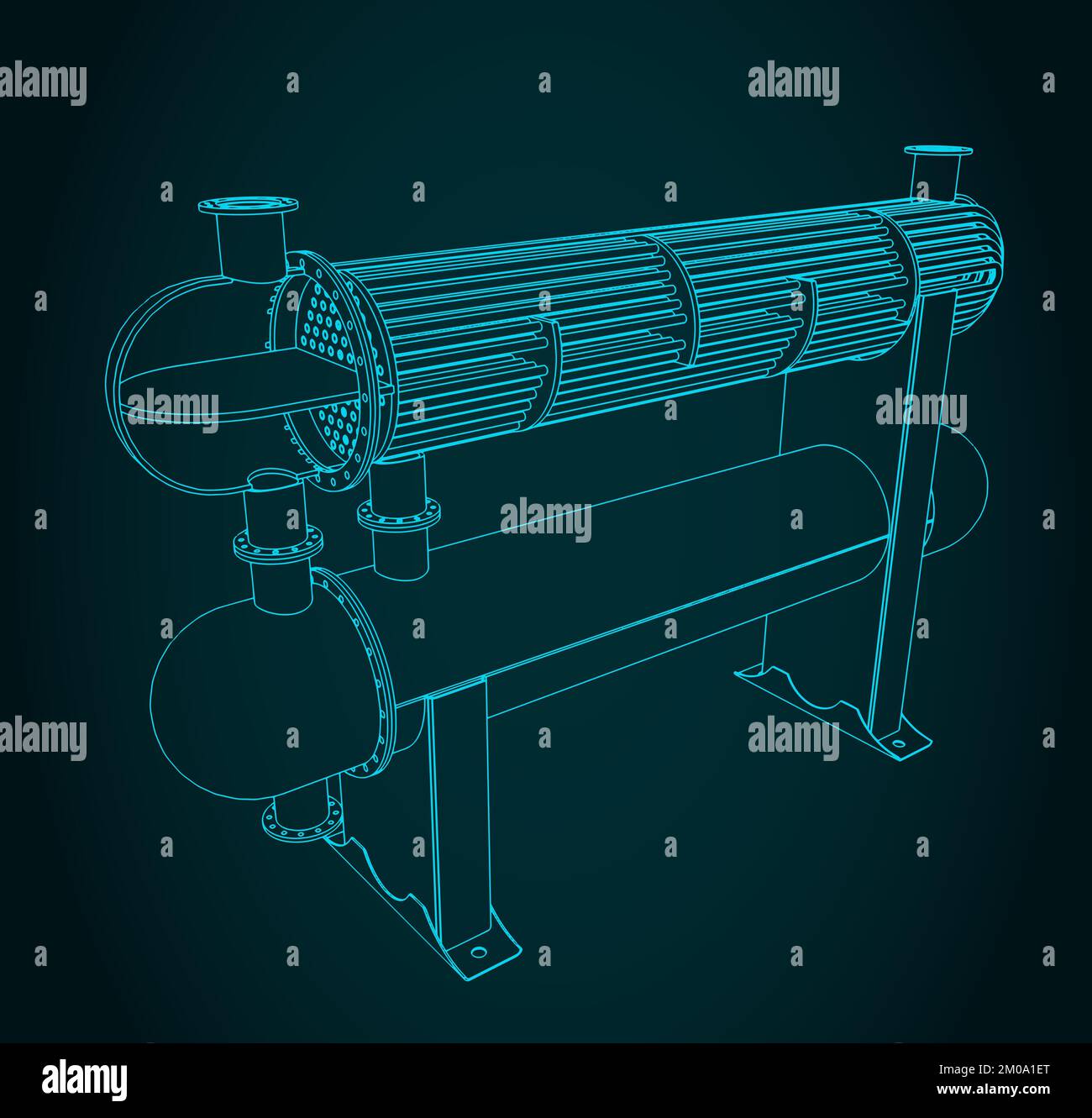 Stylized vector illustration of structure of shell and tube heat ...