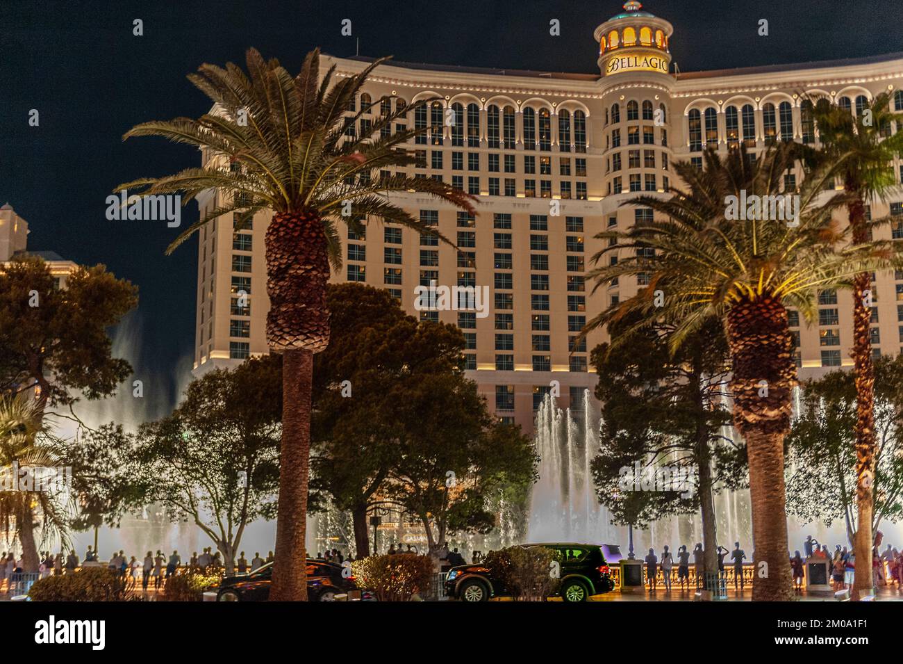 Las Vegas, Nevada. August 4, 2017. Distant Shot of the fountain near ...