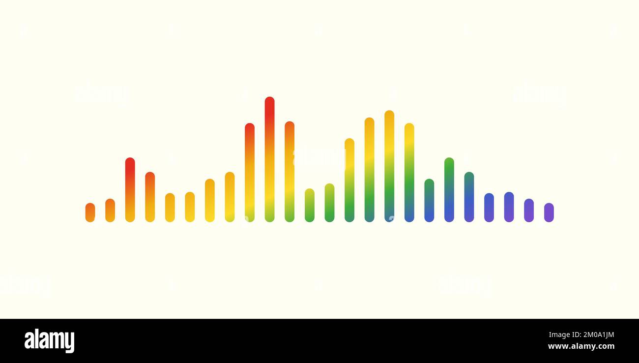 Audio wave. Multicolored rainbow icon sound song. EQ. Podcast wave ...