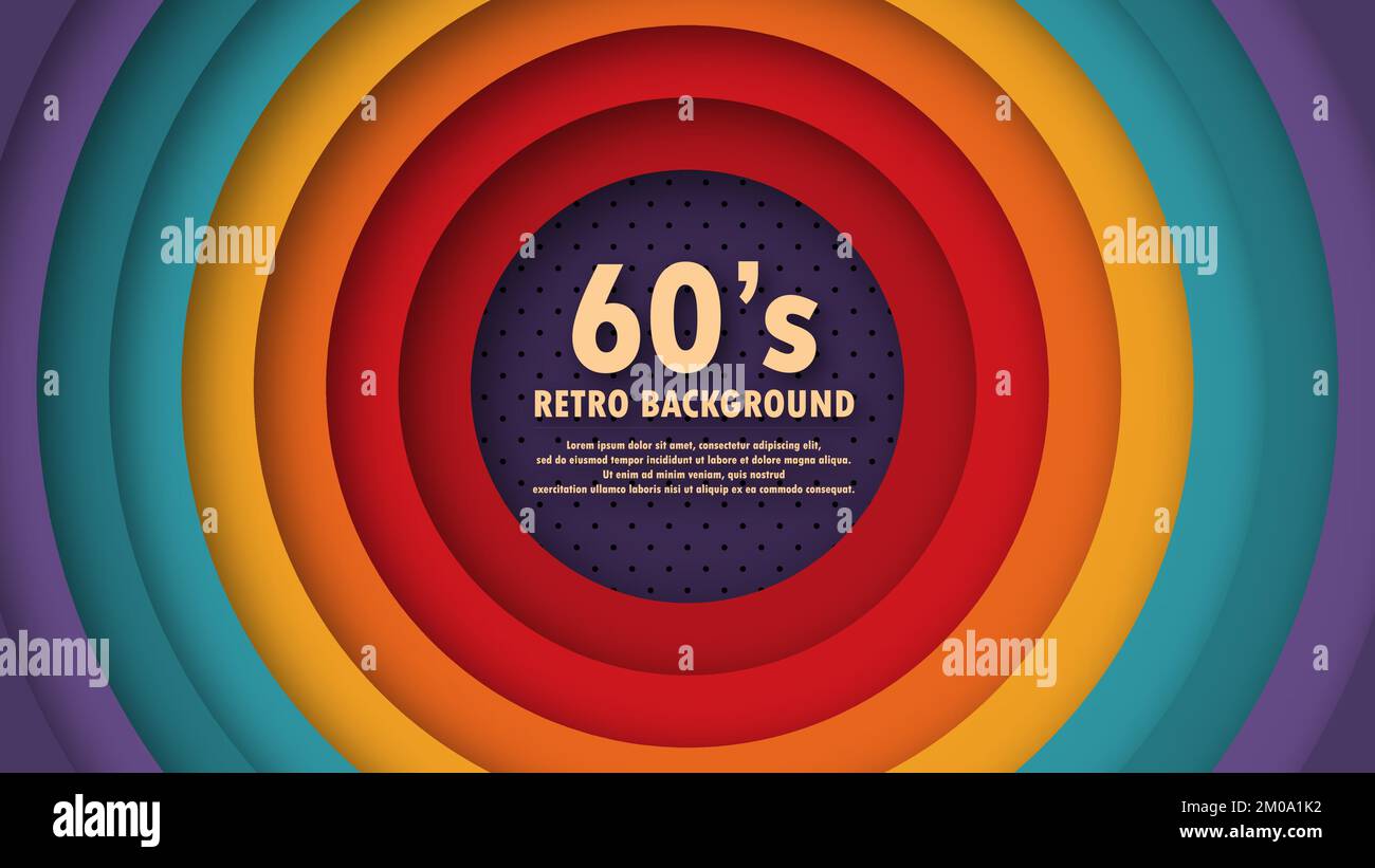 Abstract 1960's perforation background with retro colors and circles ...