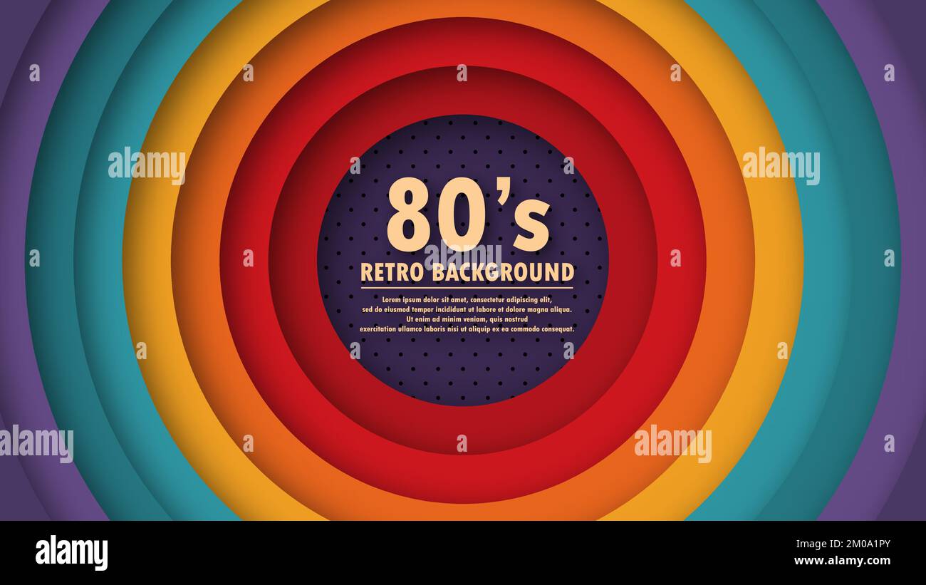 Abstract geometric 1980's perforation background with retro colors and ...