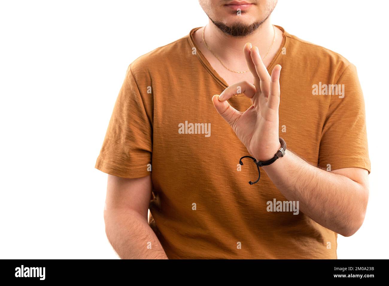 Man learns sign language to speak. Hand gestures of deaf people Stock ...