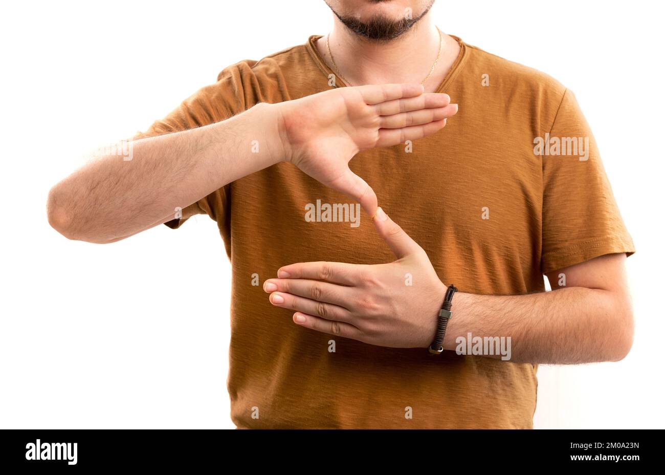 Man learns sign language to speak. Hand gestures of deaf people Stock ...