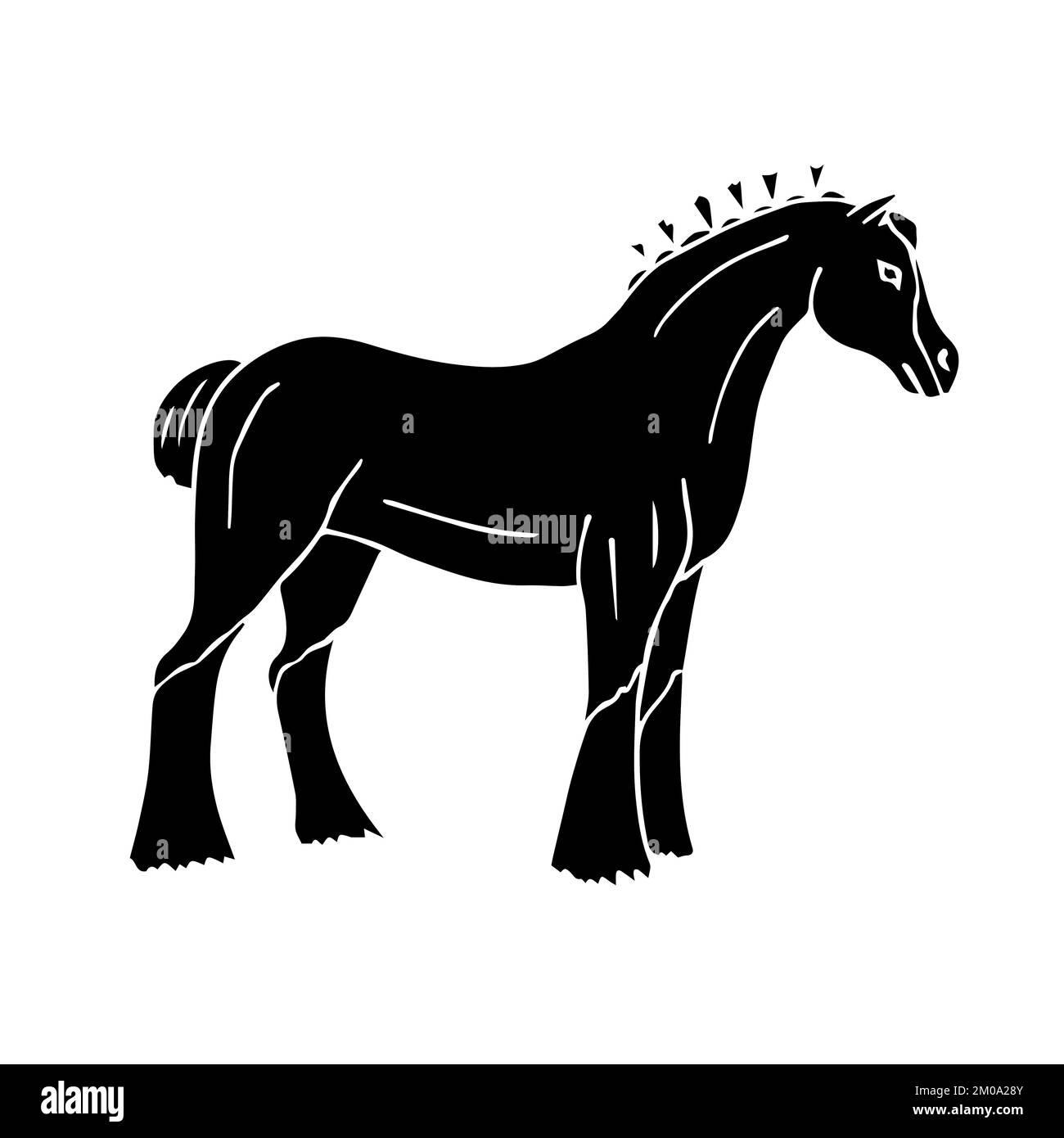 Vector hand drawn doodle sketch black shire horse isolated on white ...