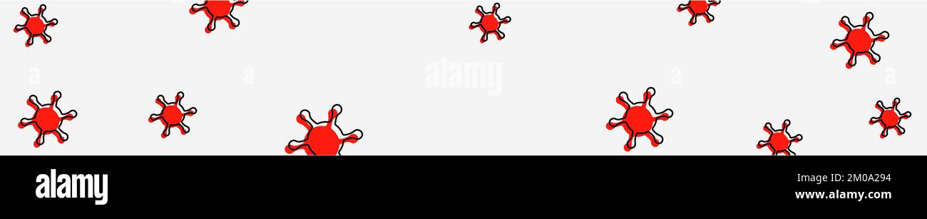 Vector illustration of a red virus with a black stroke in flat style on ...