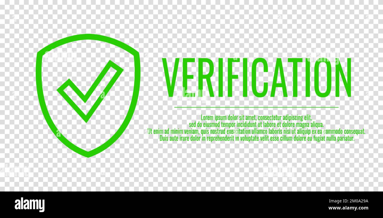 Vector illustration with word Verification on a transparent background ...