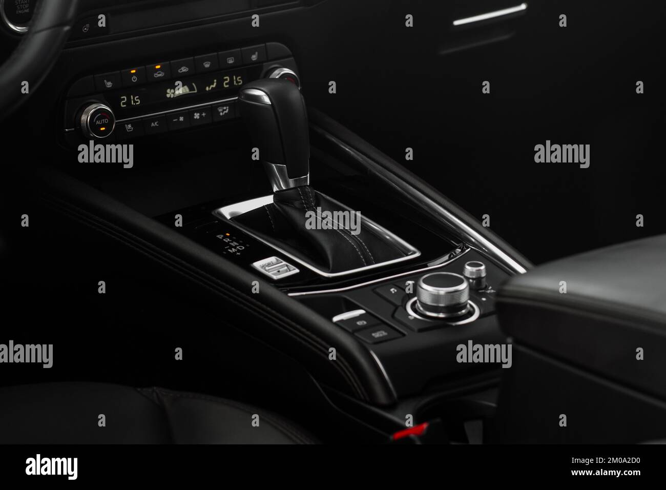 Modern automatic gearbox. Close up of the gearbox transmission handle ...