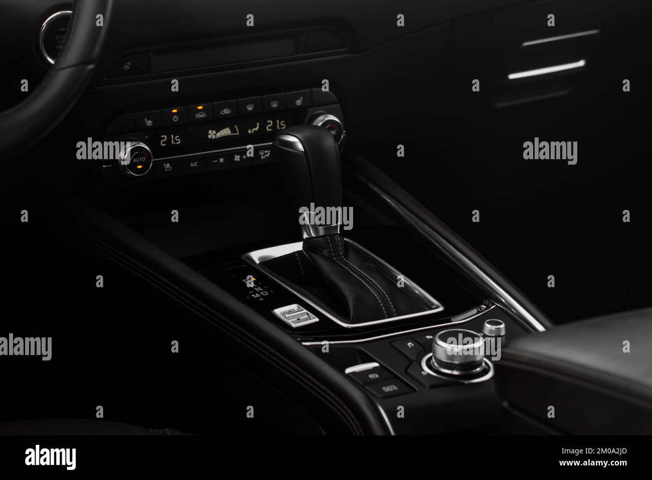 Modern automatic gearbox. Close up of the gearbox transmission handle ...