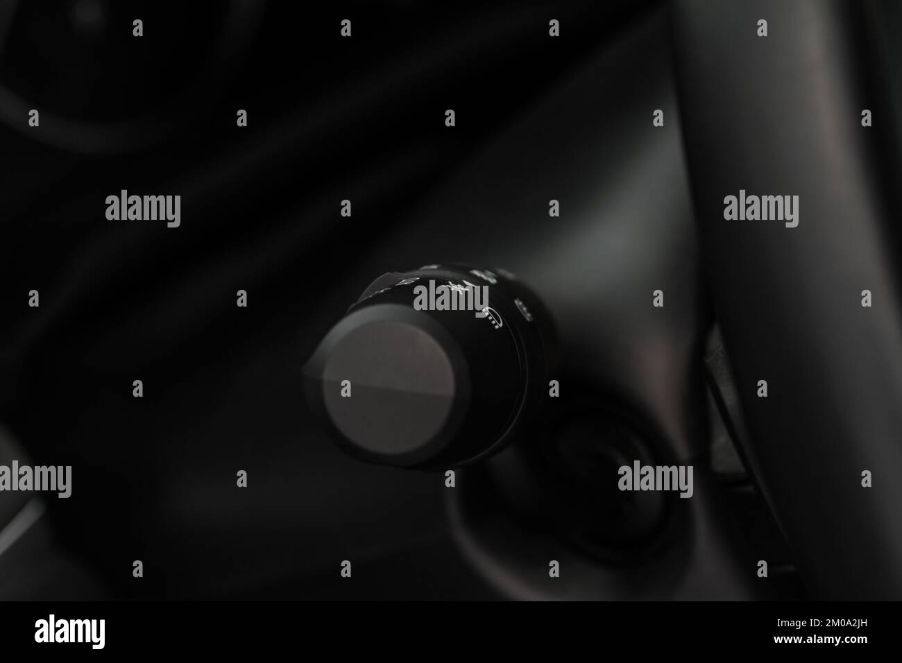 Turn signal lever close up. Modern car interior details. Car wipers ...