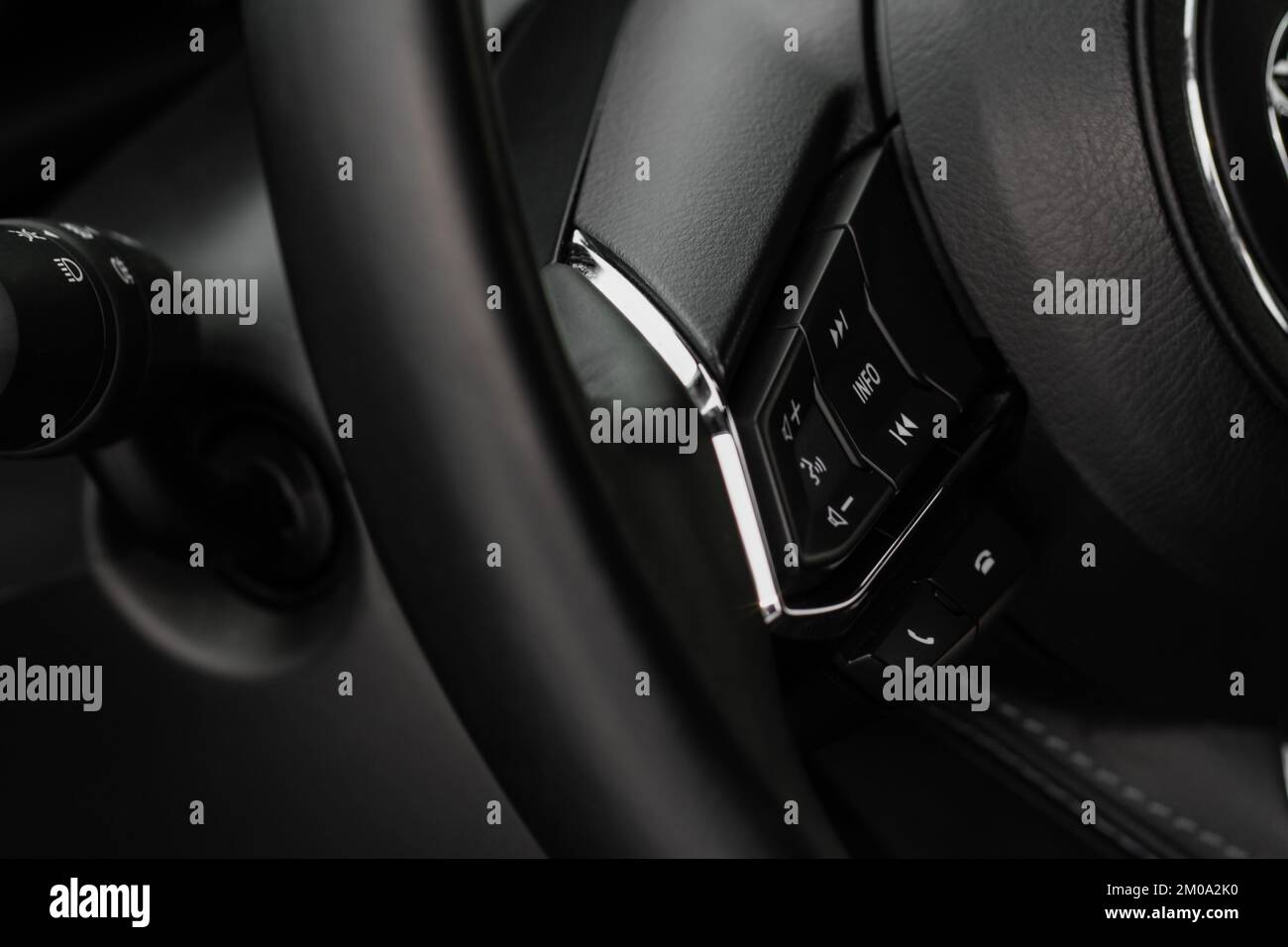 Call buttons on car steering wheel. Audio control buttons on the ...
