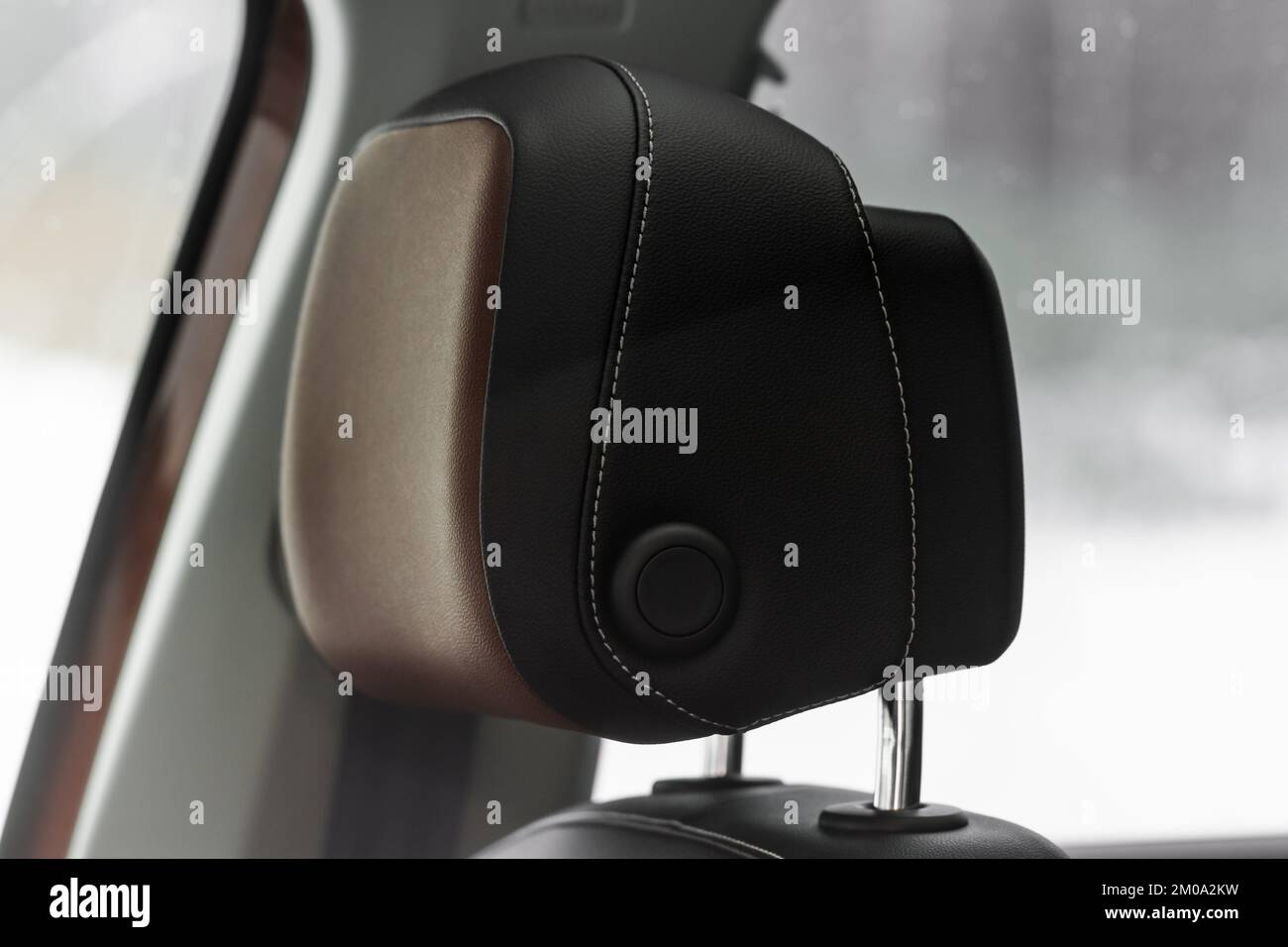 Leather car seats close up view. Modern Car Interior details. Leather ...