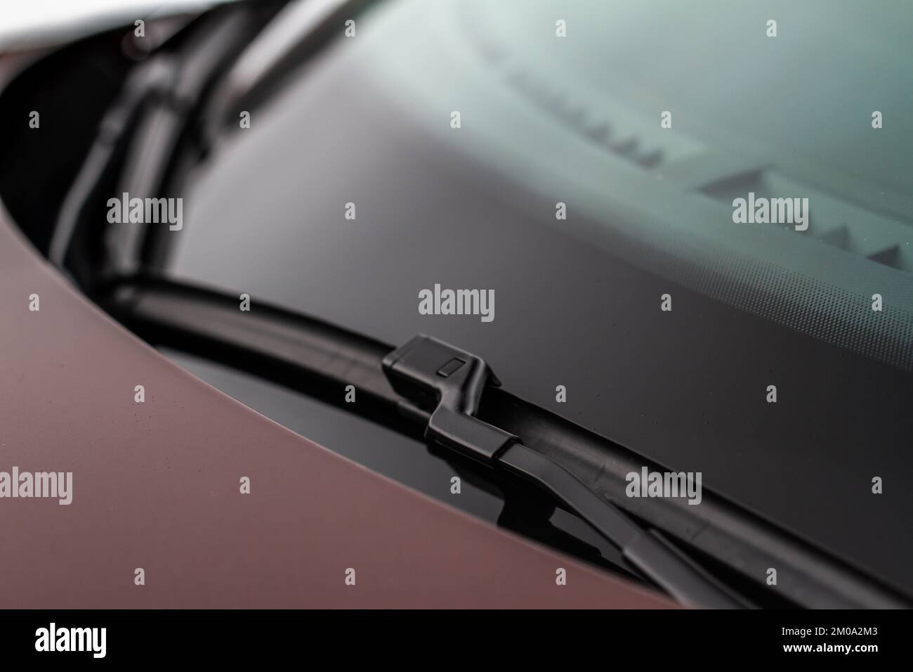 Car windwhield wiper close up. Modern car windshield wiper Stock Photo ...