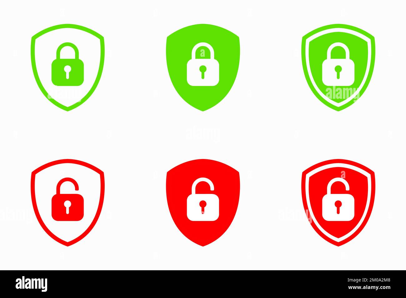 Set of Shield Lock and Unlock Icon. Symbol padlock. Vector sign ...