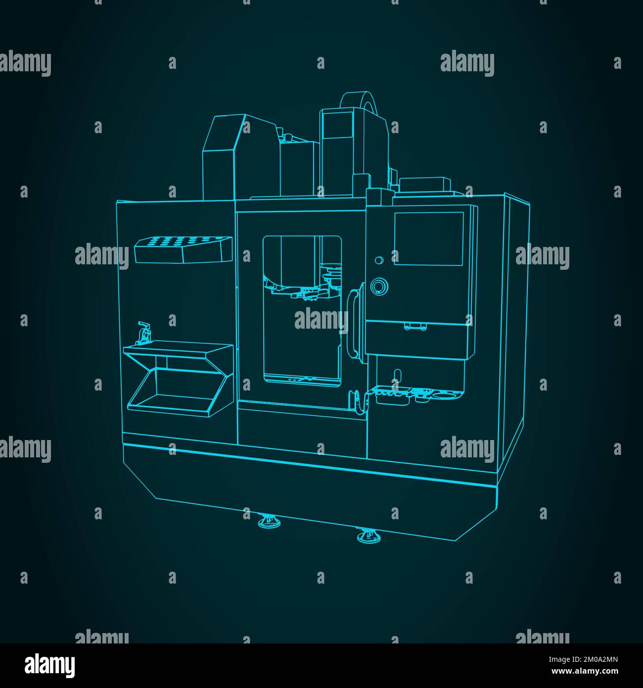 Stylized vector illustration of blueprints of automatic CNC milling machine Stock Vector Image ...