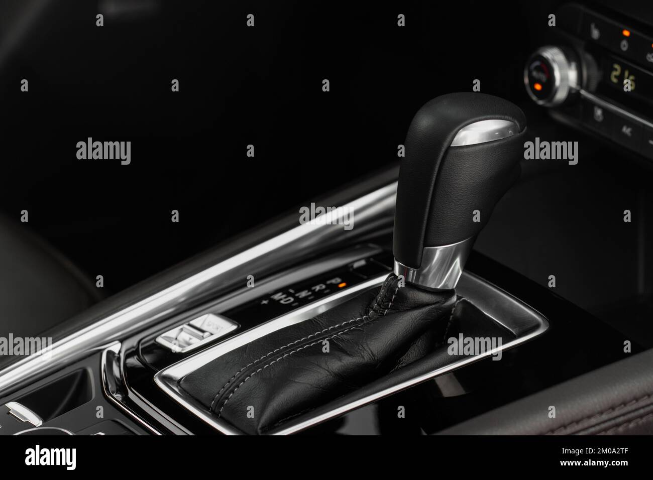 Modern automatic gearbox. Close up of the gearbox transmission handle ...