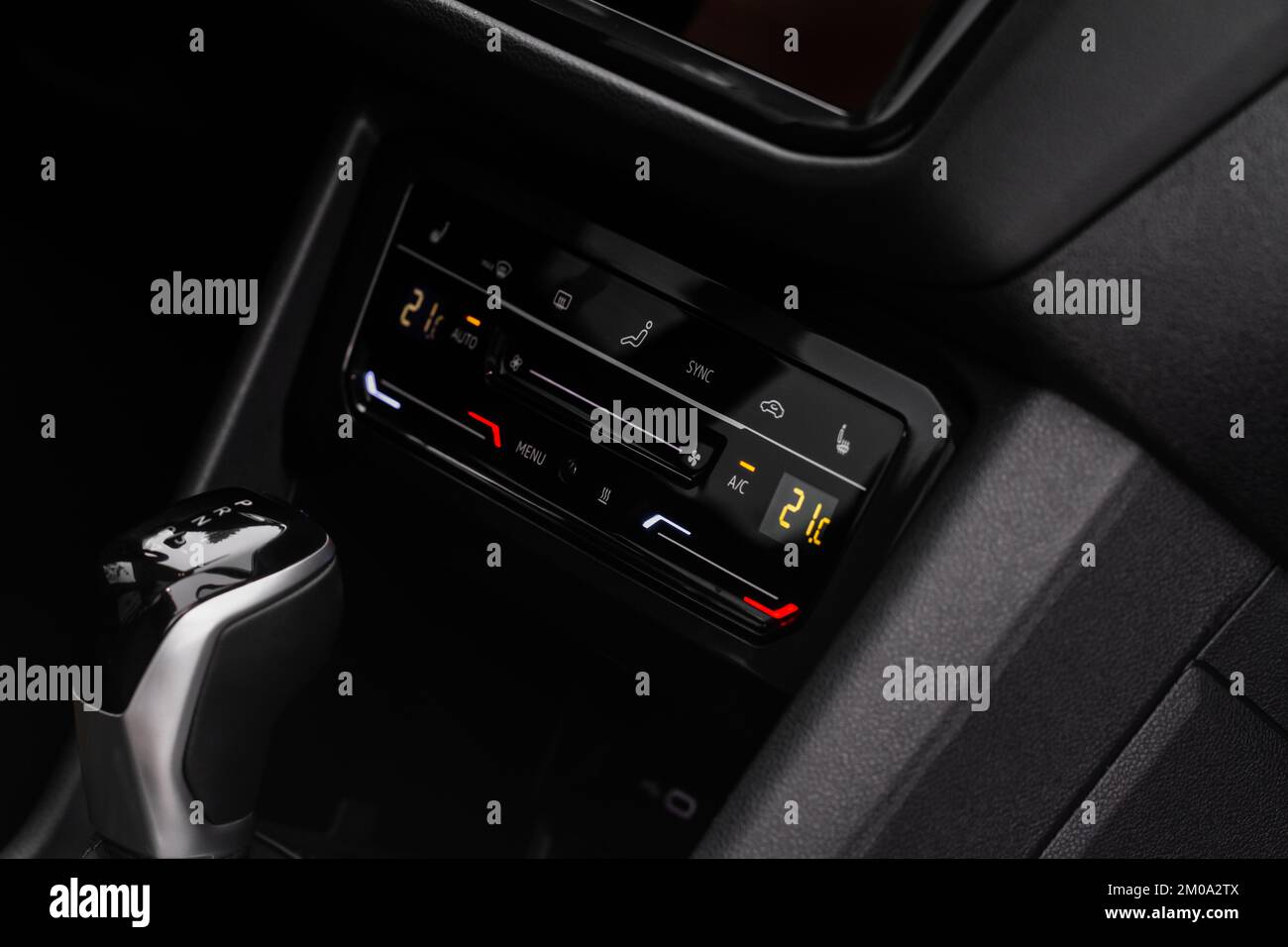 Car air conditioner dashboard. Modern car interior. Adjustable air ...