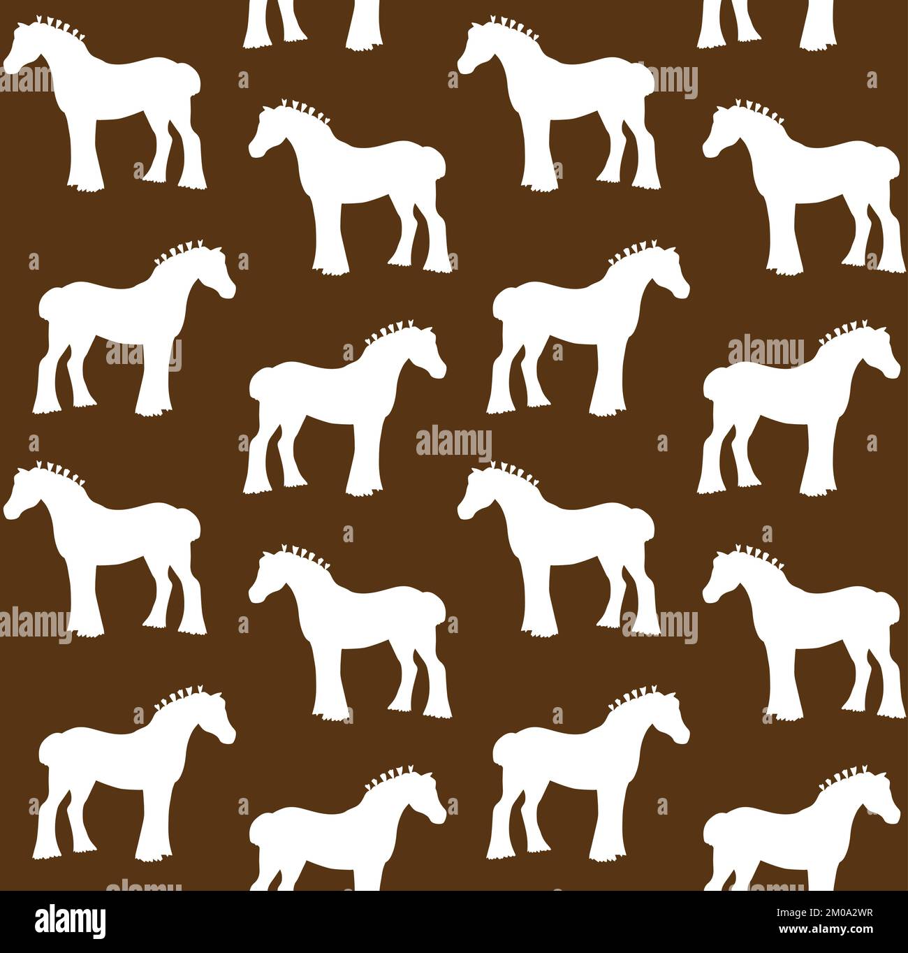 Vector seamless pattern of hand drawn shire horse silhouette isolated ...