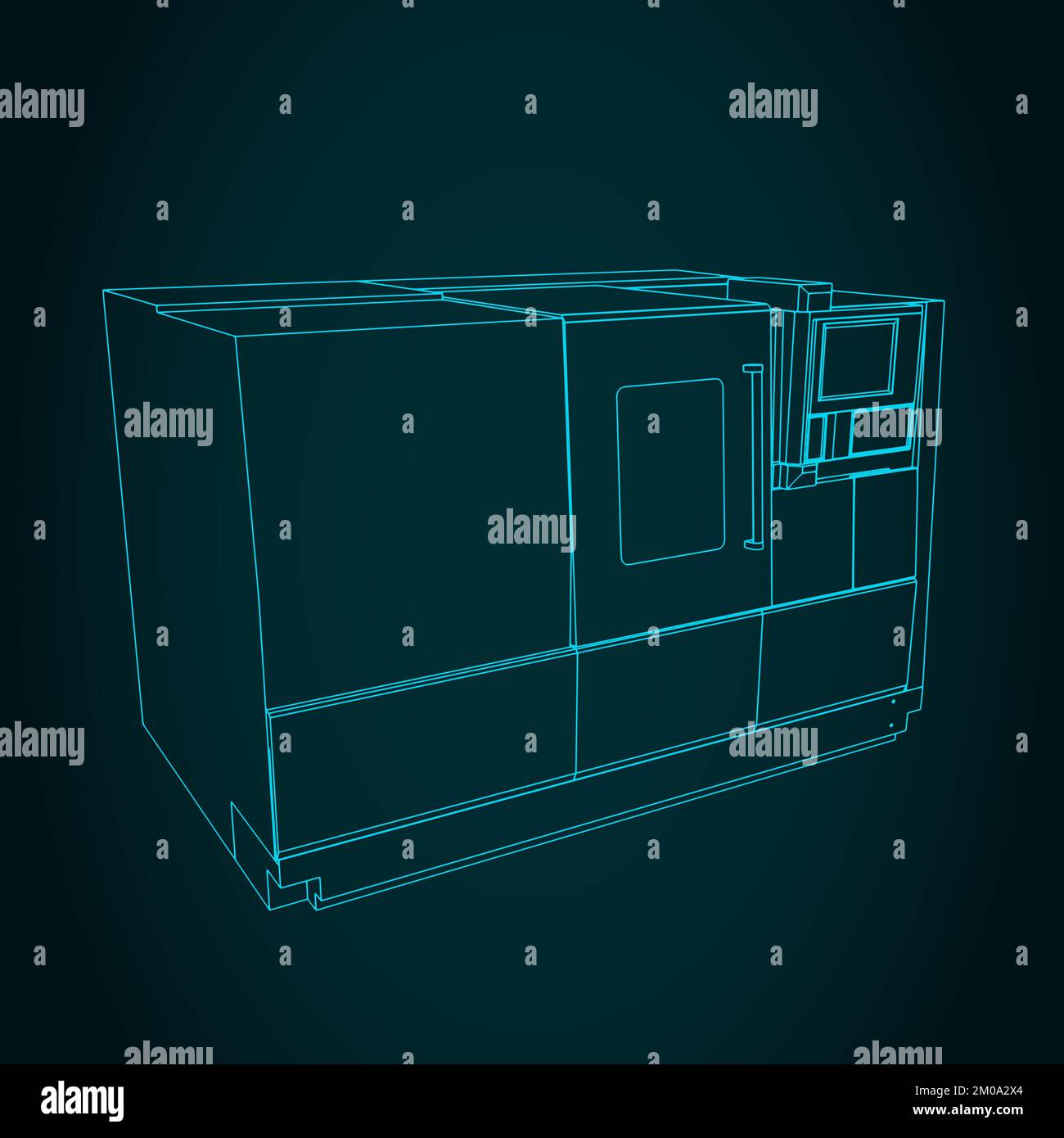 Stylized vector illustration of blueprints of automatic CNC milling machine Stock Vector Image ...
