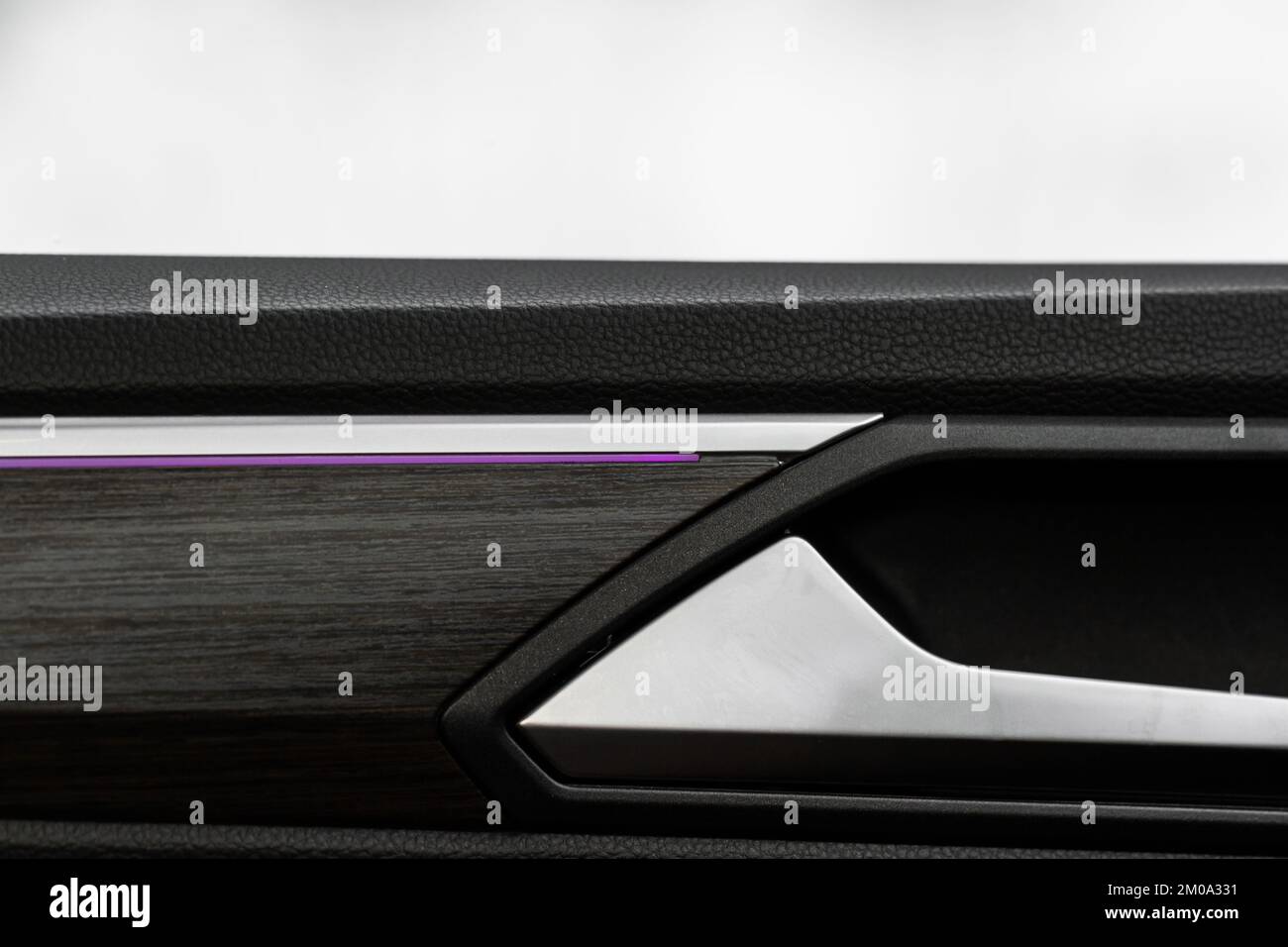 Modern car interior details. Car wooden panel. Interior of prestige ...