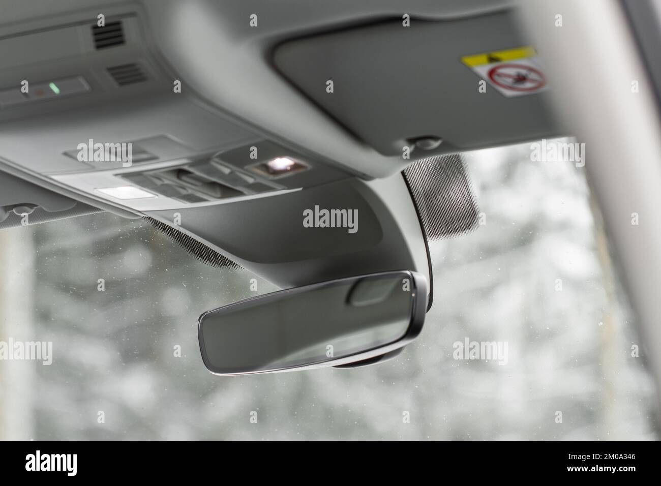 The rear view mirror inside the car Stock Photo - Alamy