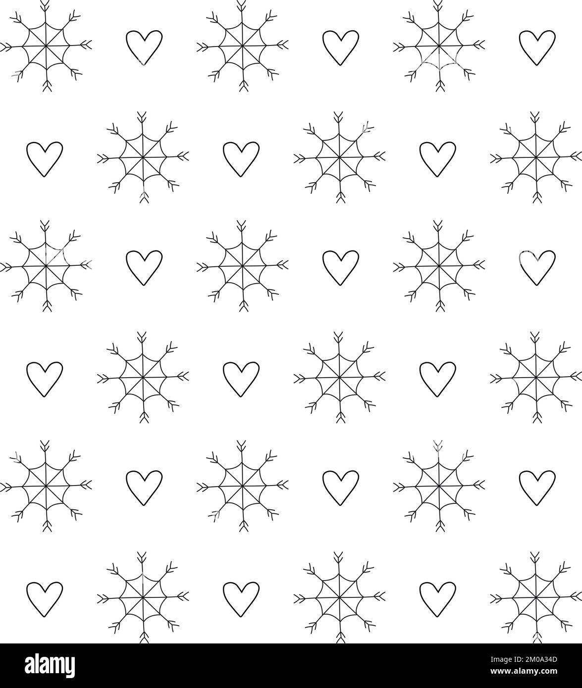 Vector seamless pattern of hand drawn sketch doodle snow flakes ...