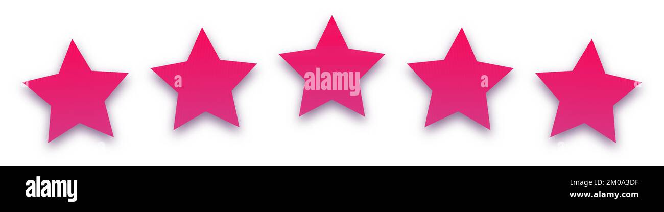 Star pink icon on white background. Customer feedback concept. Vector 5 ...