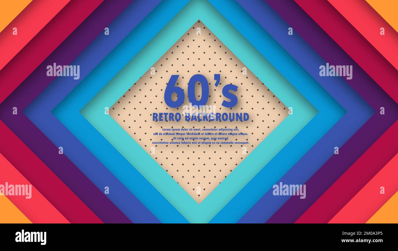 Abstract funky 1960's background with rhombus elements and retro colors ...