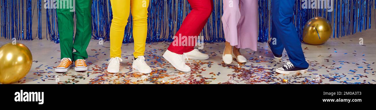 Banner background with cropped shot of feet of people dancing and ...