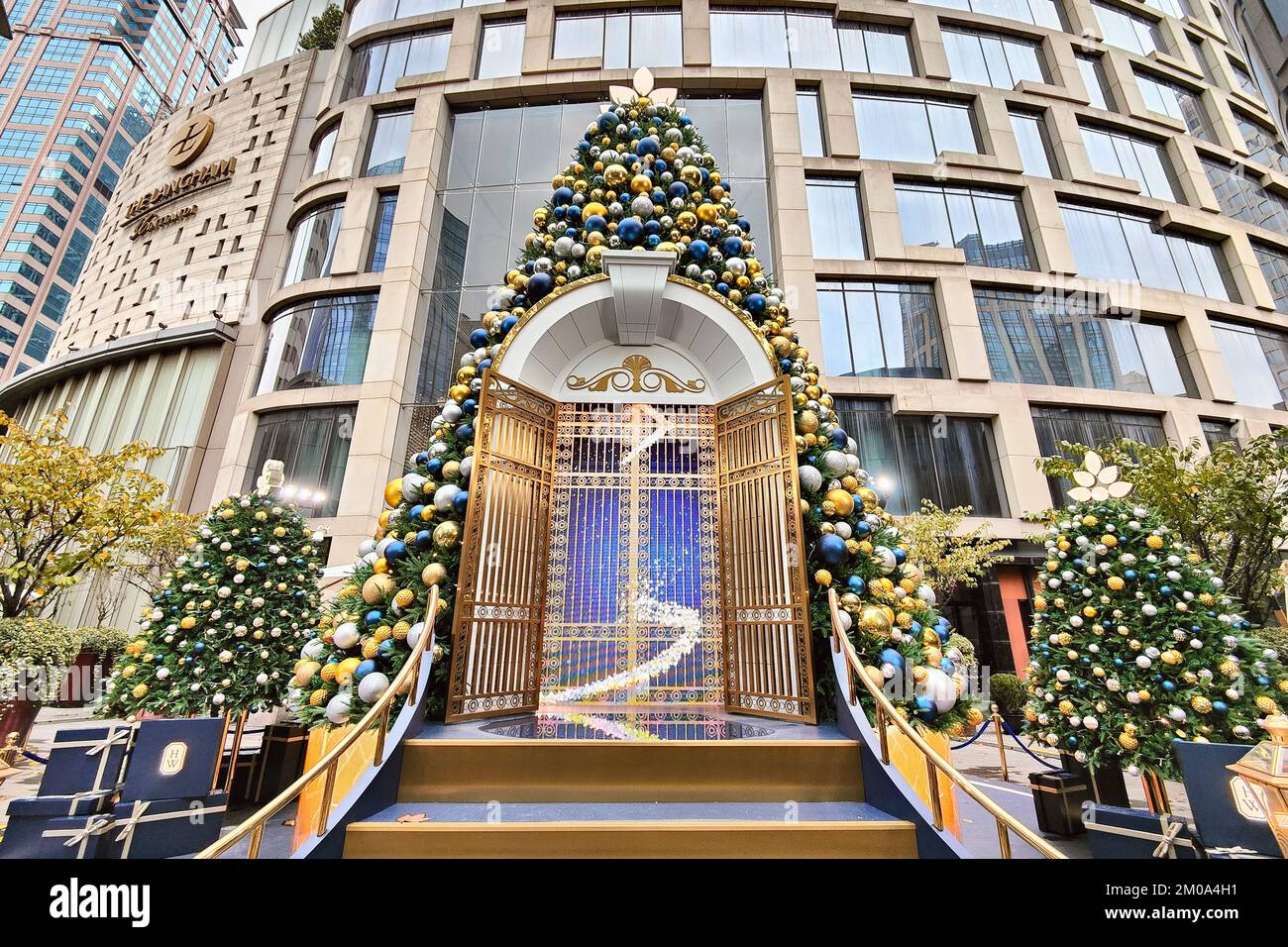 SHANGHAI, CHINA - DECEMBER 5, 2022 - A Christmas scene is seen in front ...
