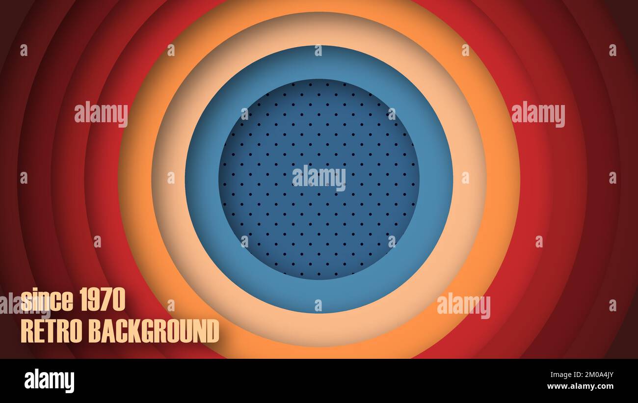 Abstract 1970's colorful perforation background with circles element ...