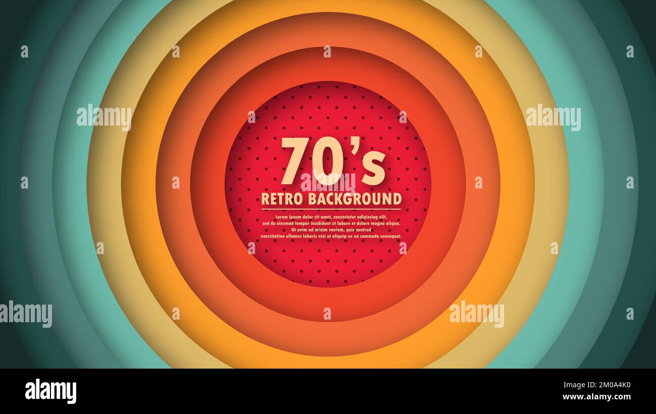 Abstract 1970's perforation background with retro colors and circles ...