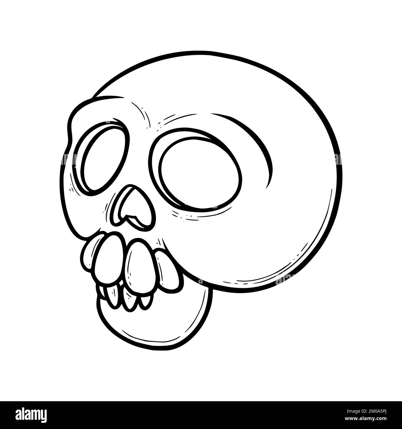 Pirate skull in cartoon style. Sketch of a human skull. Vector ... Pirate skull in cartoon style. Sketch of a human skull. Vector ...