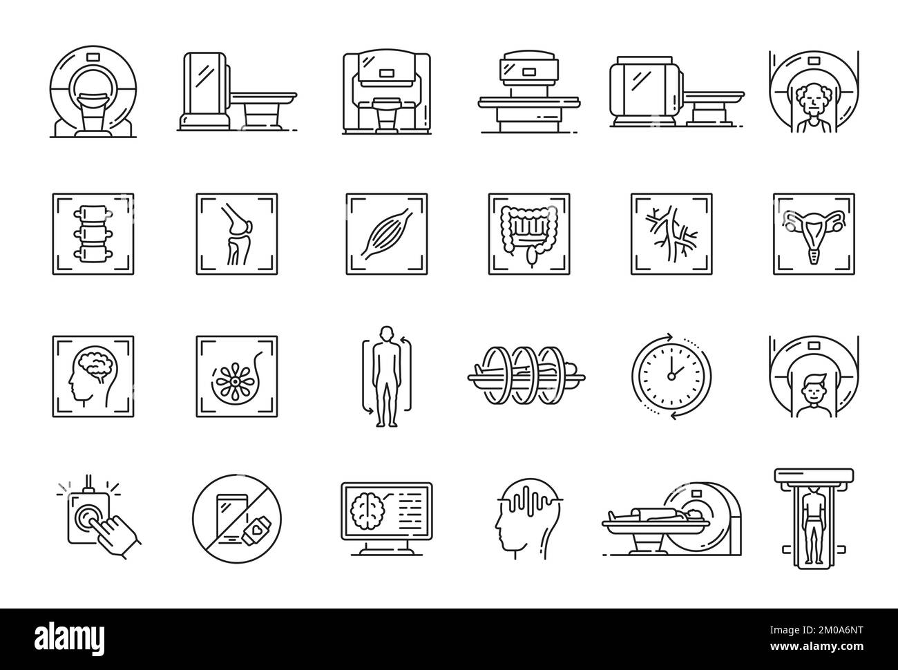 MRI scan outline icons. Hospital or clinic radiology, tomography ...