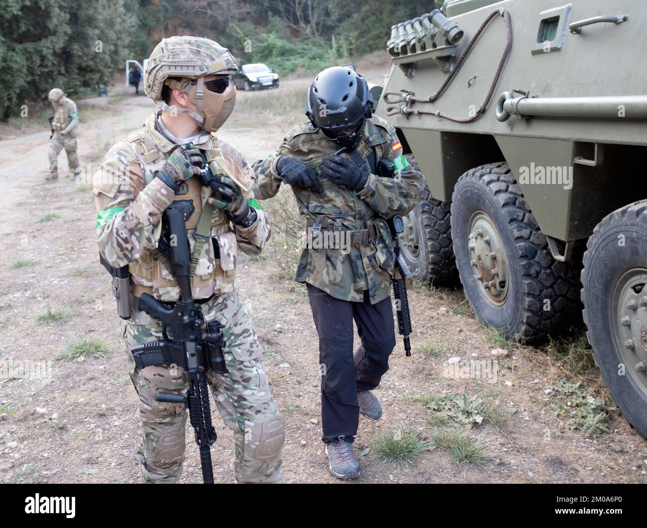 Barcelona, Spain - October 20, 2019: Airsoft game with BMR, (Medium ...