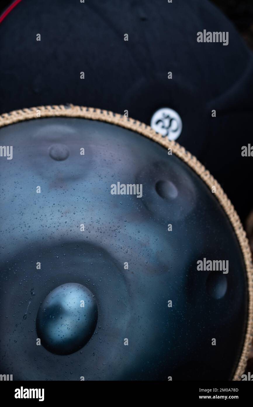 A vertical shot of a handpan drum instrument Stock Photo - Alamy