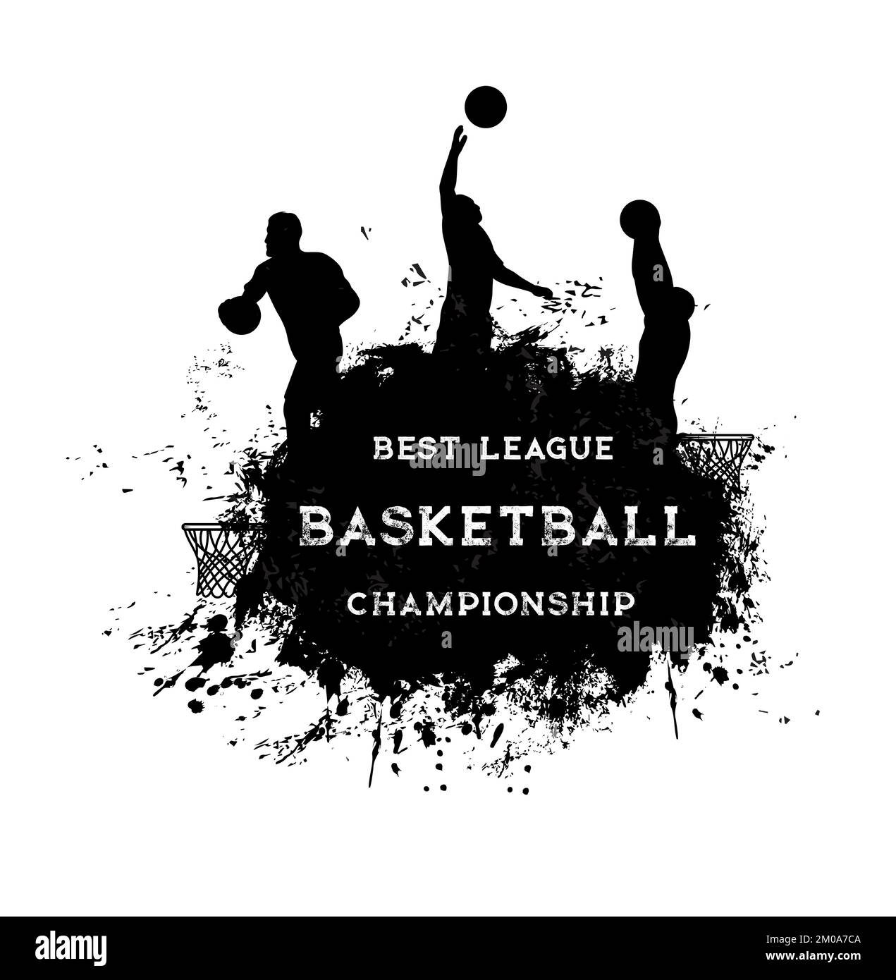 Basketball players silhouettes on grunge background. Basketball team ...