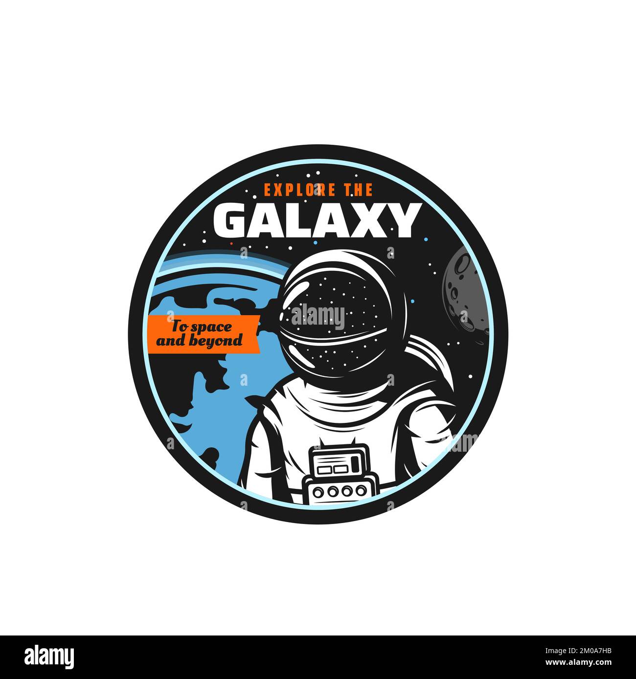 Astronaut in outer space icon. Galaxy exploration program, space ...