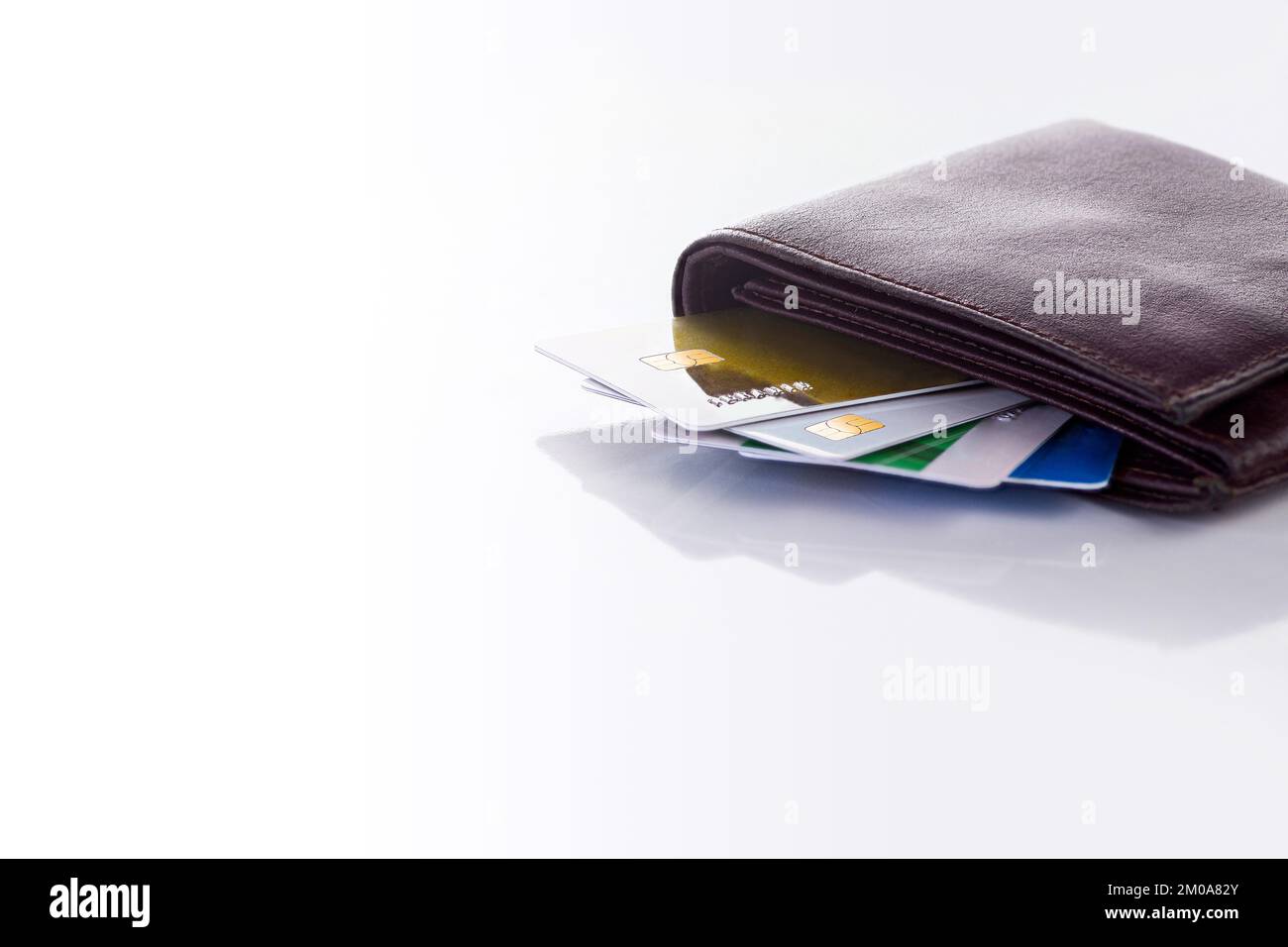 credit cards in the wallet - shopping. Shot taken on a white background ...