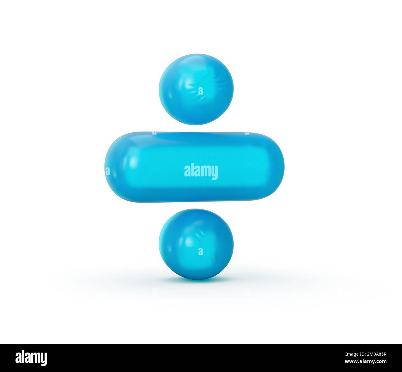 A 3D rendering of a blue jelly division sign isolated on white ...